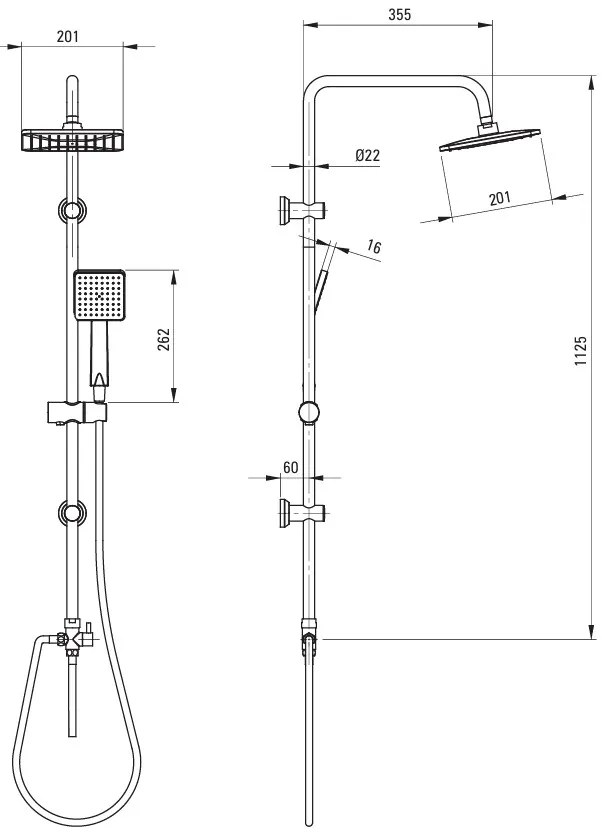 Deante Dear Boro, sprchová souprava s pákovou sprchovou baterií, černá matná, DEA-NERZN10M