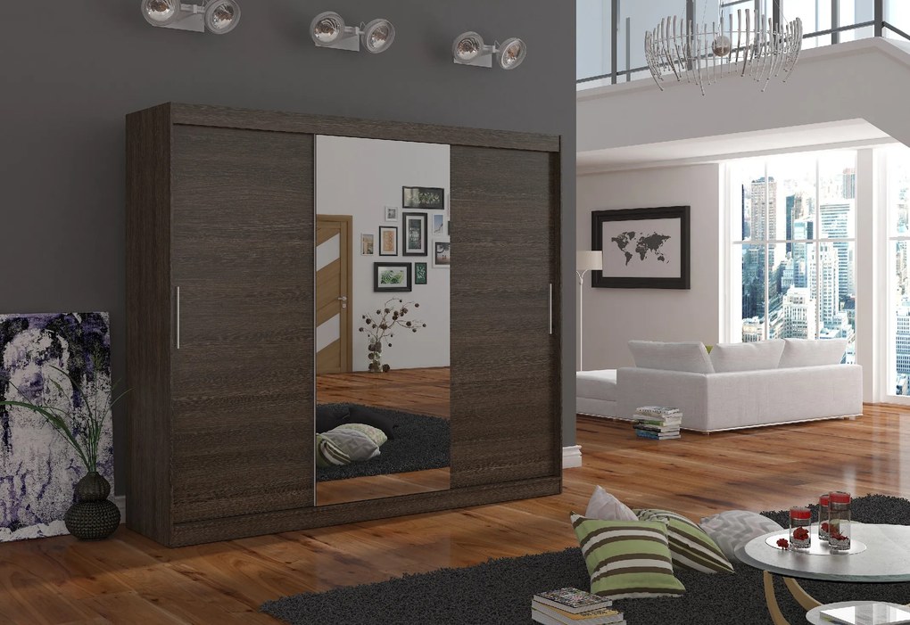 ADRK Furniture Posuvná skříň s zrcadlem DENIS 250 ADRK-SW-DEN-CH-250