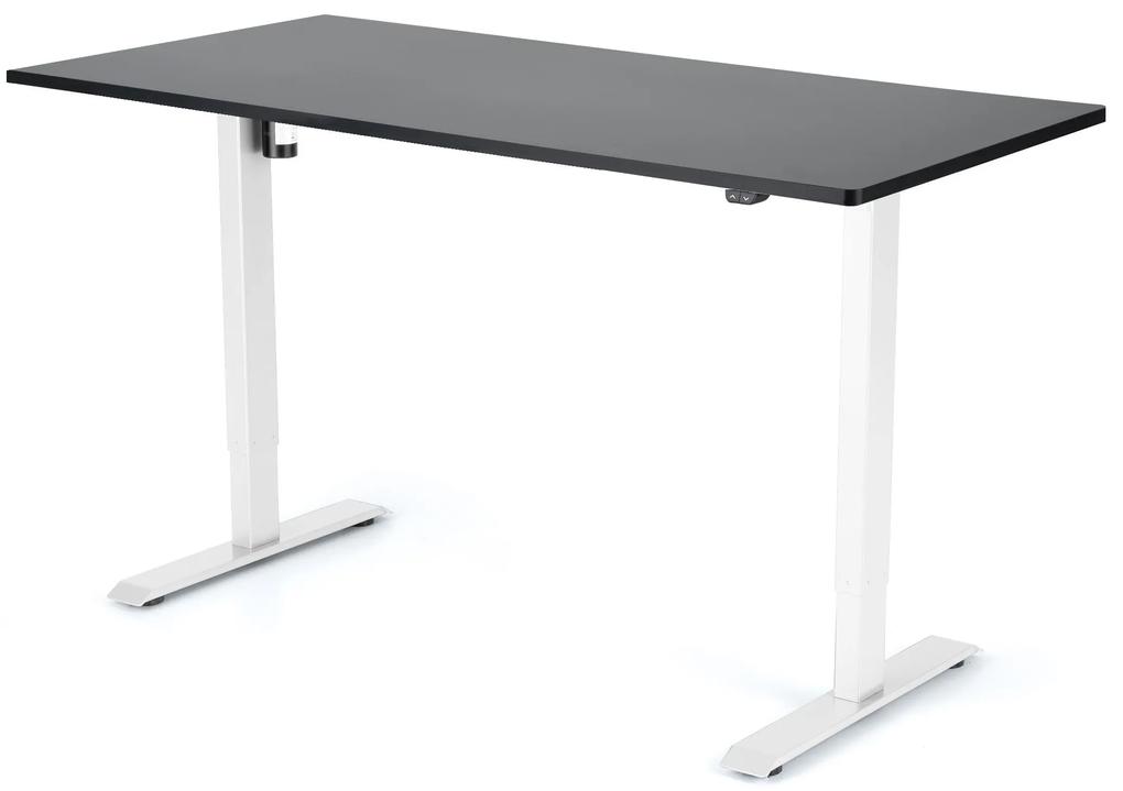 Výškově nastavitelný stůl Liftor 2segmentové nohy bílé,   deska 1600 x 800 x 25 mm černá