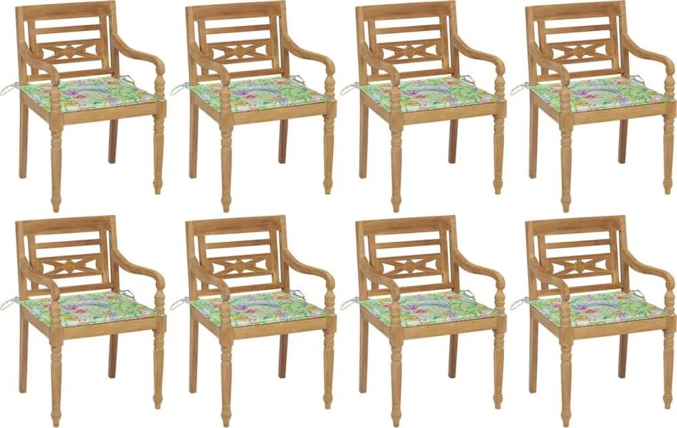 vidaXL Židle Batavia 8 ks s poduškami masivní teakové dřevo [3073354] Barva: Jasně zelená