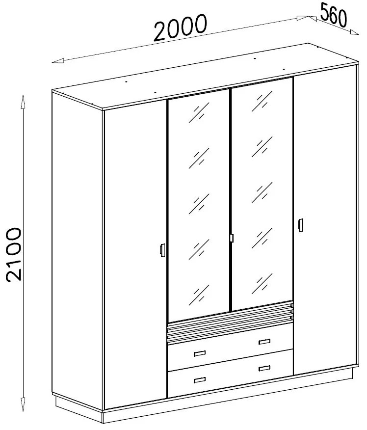 Šatní skříň s otočnými dveřmi Almo, 200 cm, dub estana/antracit