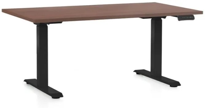 Výškově nastavitelný stůl OfficeTech C, 140 x 80 cm - černá podnož Barva: Buk