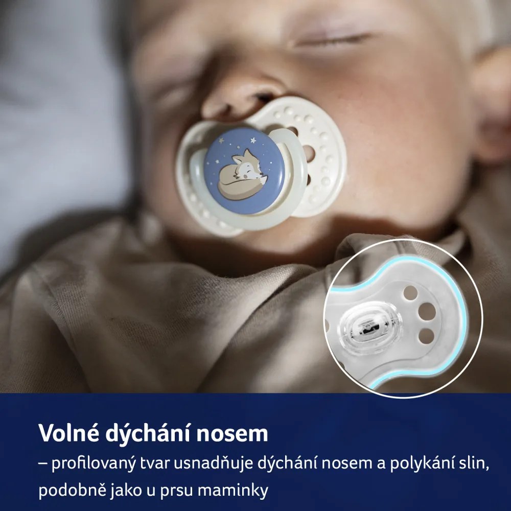 LOVI Dudlík svítící silikonový dynamický NIGHT&DAY 0-6m 2ks kluk