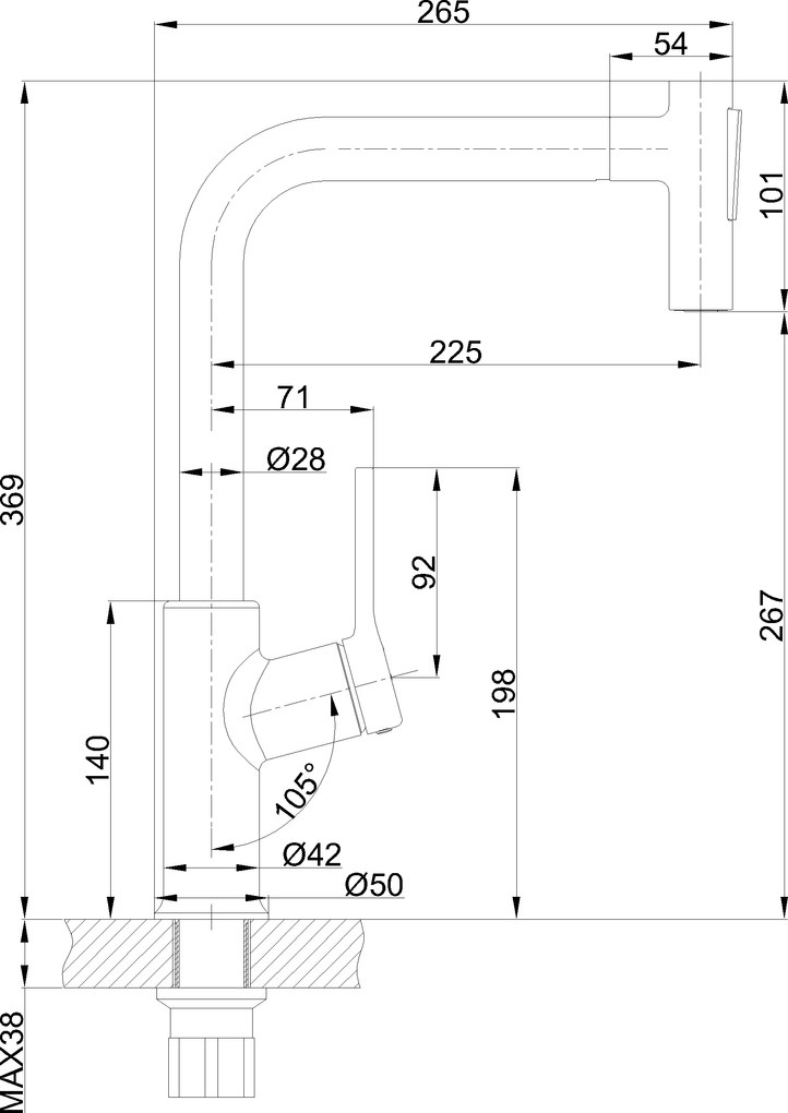 Invena Farsala, vysoká dřezová baterie s 2-funkční výsuvnou výlevkou h-369, černá matná, INV-BZ-40-L04-S
