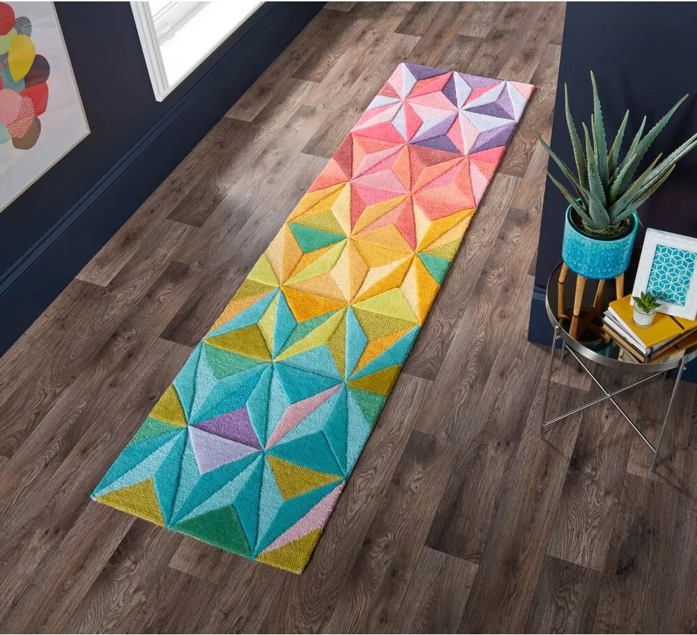 Flair Rugs, Ručně všívaný běhoun Illusion Reverie Multi, 60x230, vícebarevná, chodba / předsíň