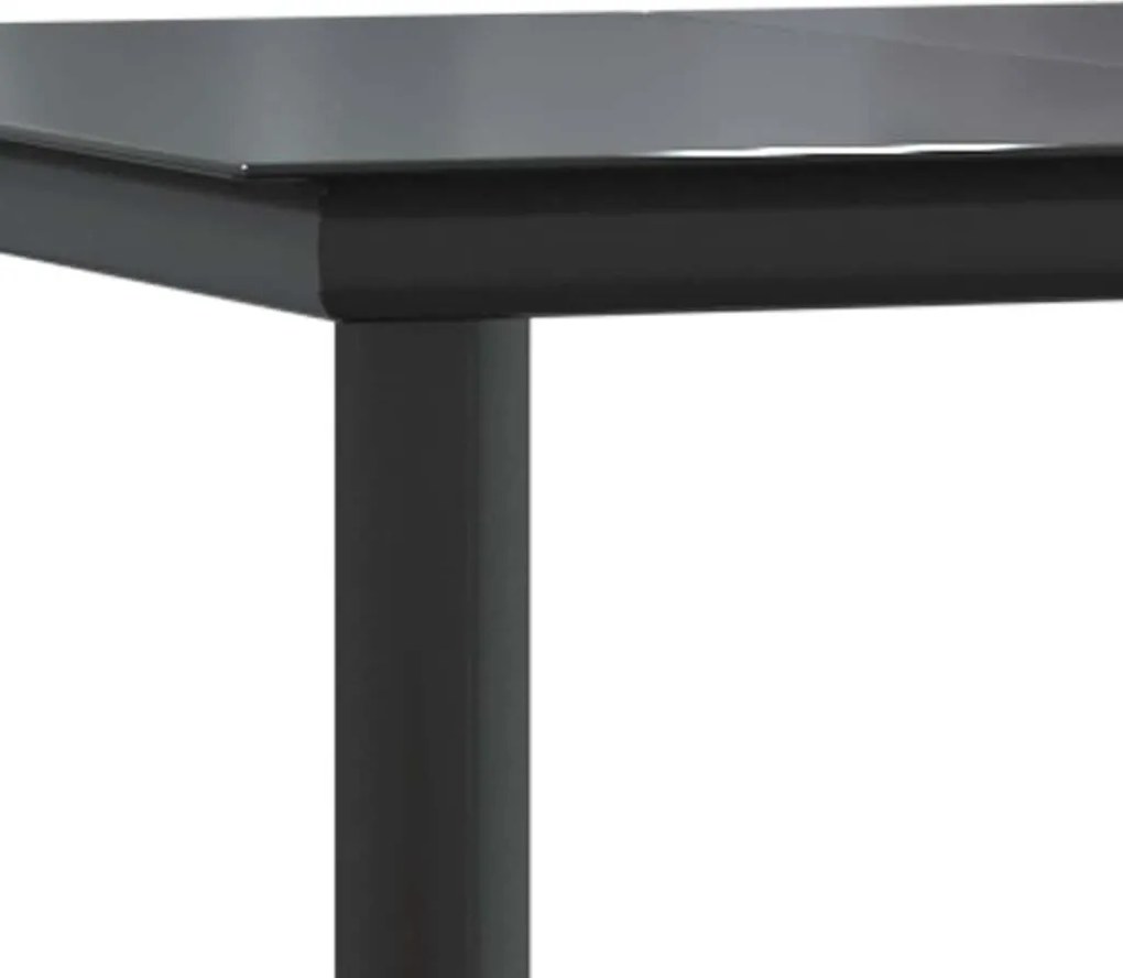 Zahradní jídelní stůl černý 200x100x74 cm ocel a tvrzené sklo 319284