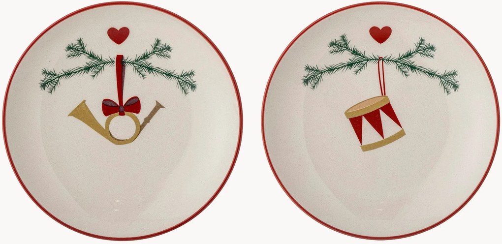 Sada ručně malovaných dezertních talířů Yule, 2 díly