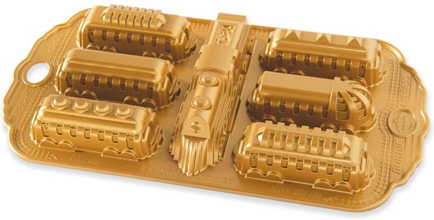 Nordic Ware Forma na bábovku Polární expres plát se 7 formičkami zlatá