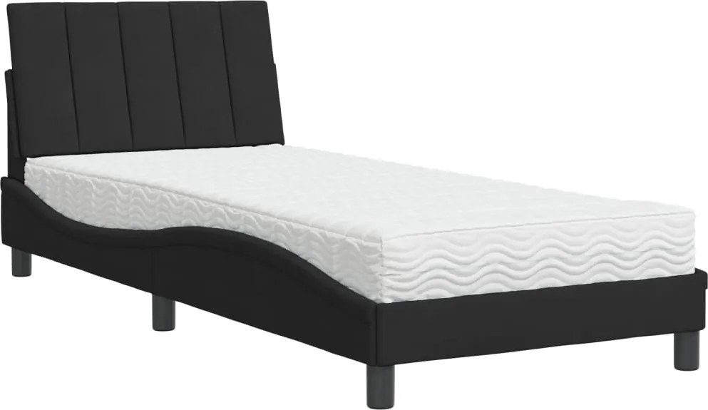 Postel s matrací Hanko černá 80 x 200 cm samet 3208564
