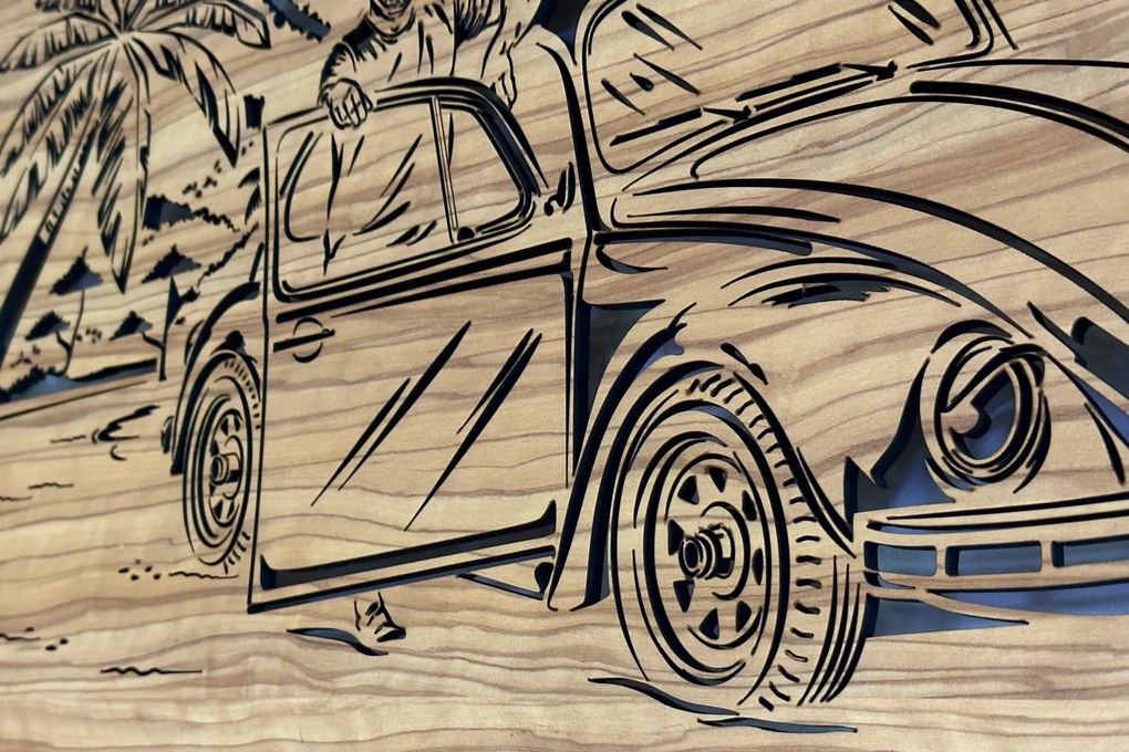 Li-Go "Volkswagen Brouk" světelný obraz 230V 120x60cm provedení povrchu: dub světlý