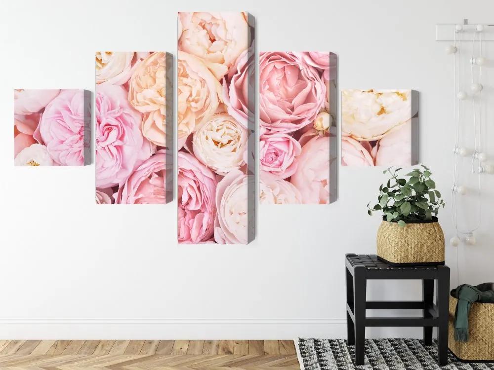 Vícedílný obraz Kvetoucí Květiny V Pastelových Barvách Nedostatek Nedostatek Plátno Canvas 250x150