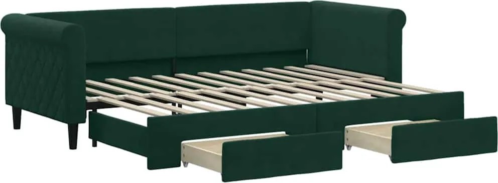 Válenda s přistýlkou a zásuvkami tmavě zelená 80 x 200 cm samet 3197814