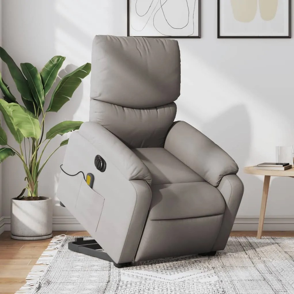 Elektrické zvedací masážní polohovací křeslo taupe textil 3204868