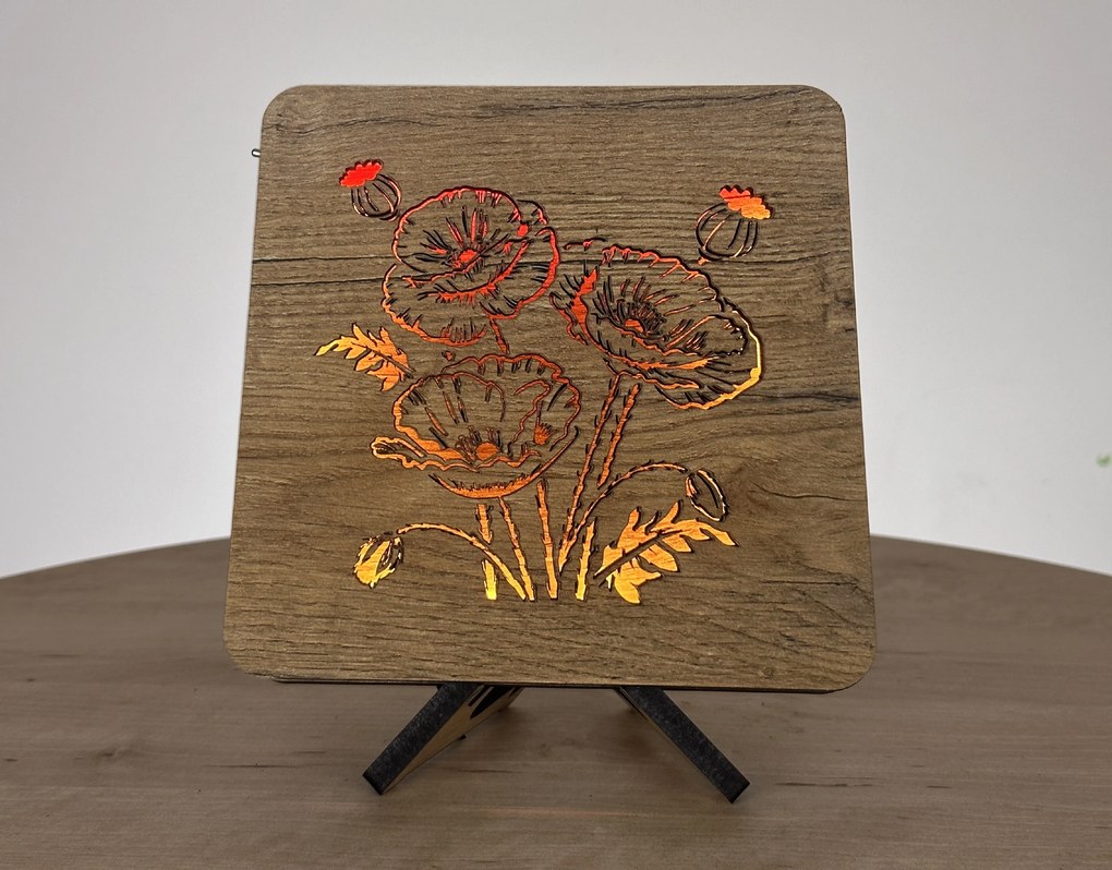 Li-Go "Vlčí máky" lampa 19x19 cm provedení povrchu: dub