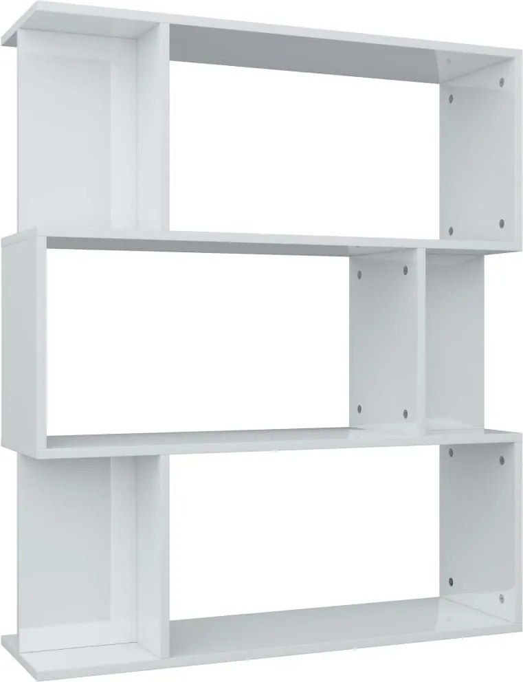Knihovna/zástěna - bílá vysoký lesk | 80x24x96 cm