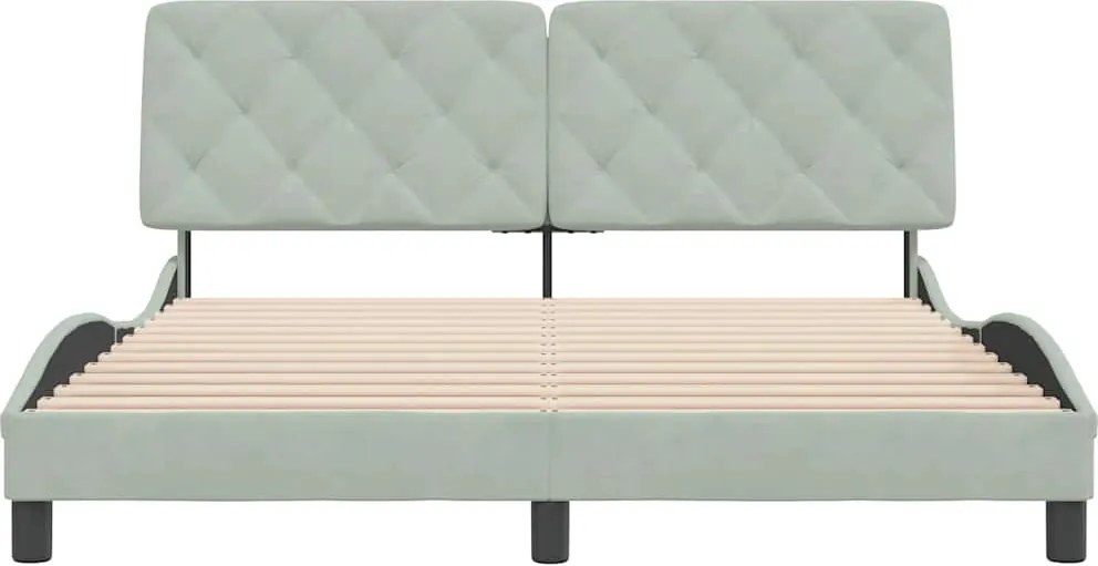 Rám postele bez matrace světle šedý 160 x 200 cm samet 3207929