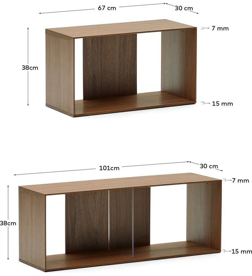 Hnědý modulární policový systém v dekoru ořechu 4 ks 168x76 cm Litto – Kave Home