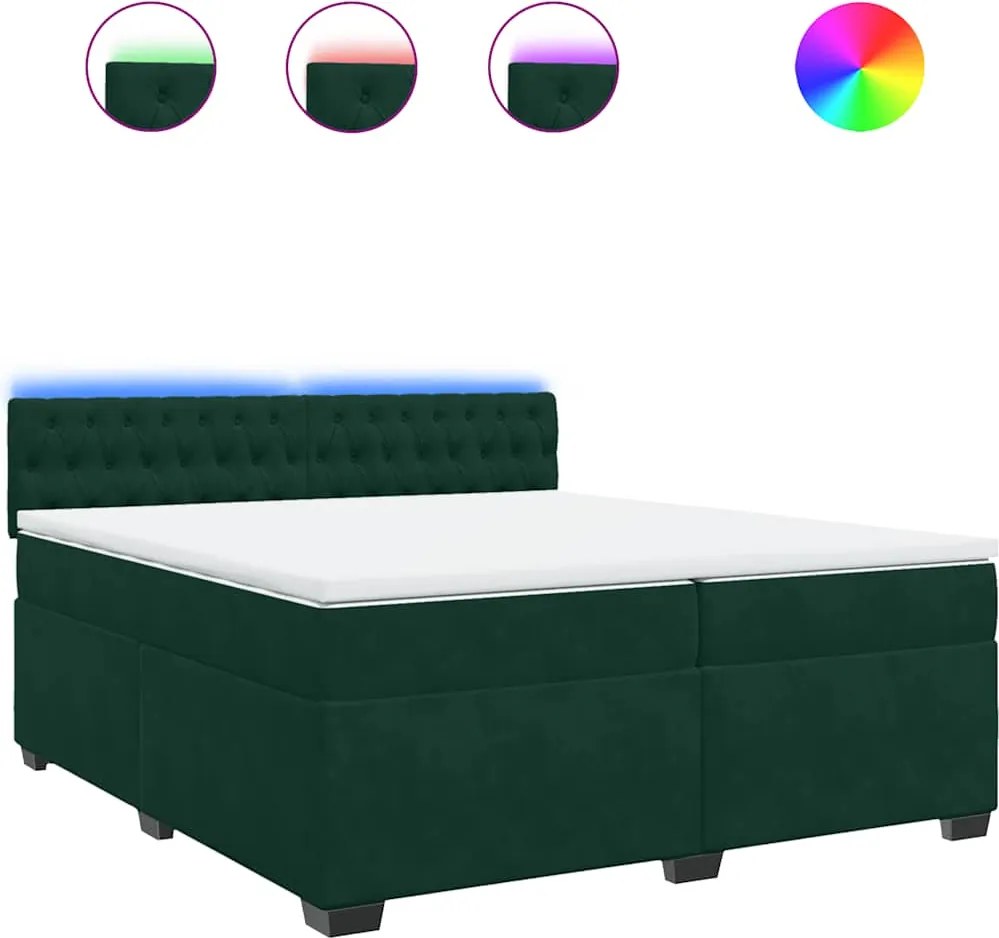 Box spring postel s matrací tmavě zelená 200x200 cm samet 3288711