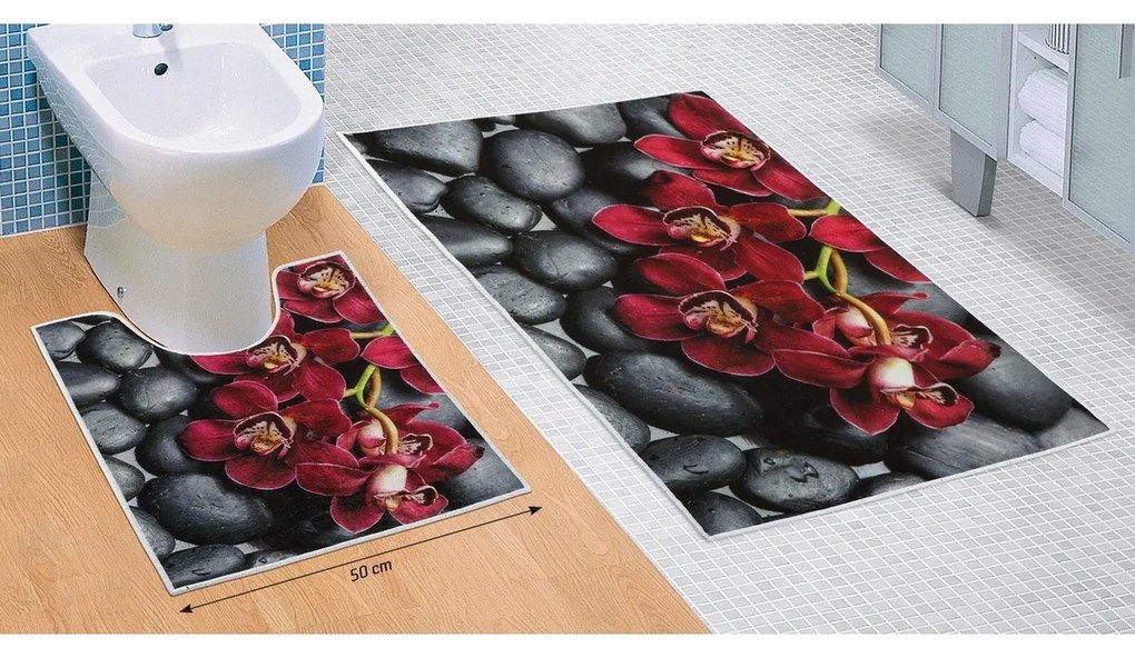 Bellatex Sada koupelnových předložek Orchidea 3D, 60 x 100 cm, 50 x 60 cm