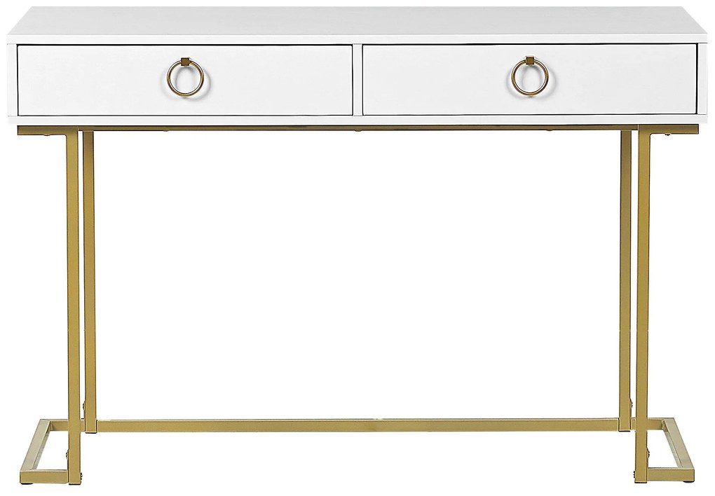 Konzolový stolek se 2 zásuvkami bílý/zlatý WESTPORT Beliani