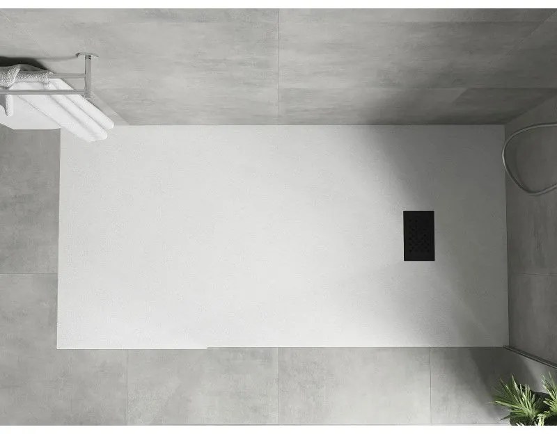 Mexen Hugo, obdélníková sprchová vanička SMC 170 x 80 cm, bílá, černá krytka, 42108017-B
