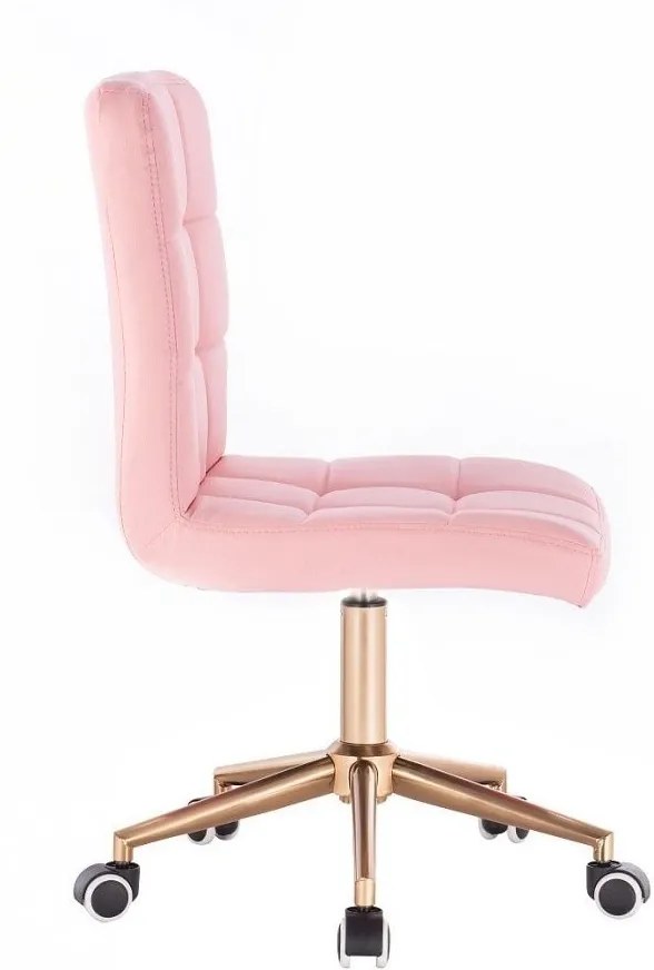LuxuryForm DESIGN Otočná židle TOLEDO na zlaté podstavě s kolečky - růžová