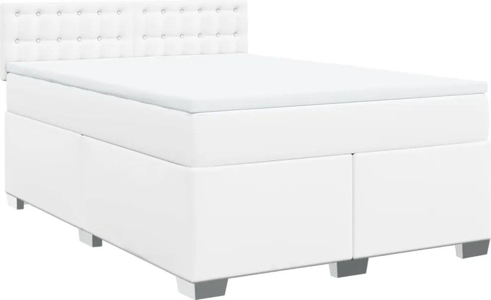 Box spring postel s matrací bílá 140x200 cm umělá kůže 3286125