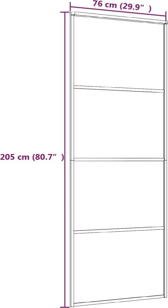 vidaXL Posuvné dveře 76 x 205 cm čiré ESG sklo a hliník [151656] Barva: zlatá