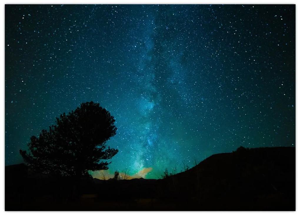 Skleněný obraz noční oblohy s hvězdami (70x50 cm)