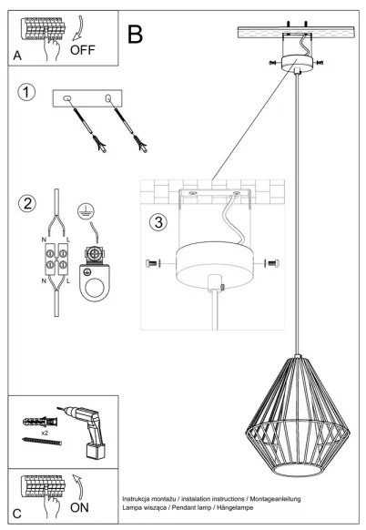 Sollux SL.0297 - Lustr na lanku DEMI 1xE27/60W/230V bílá