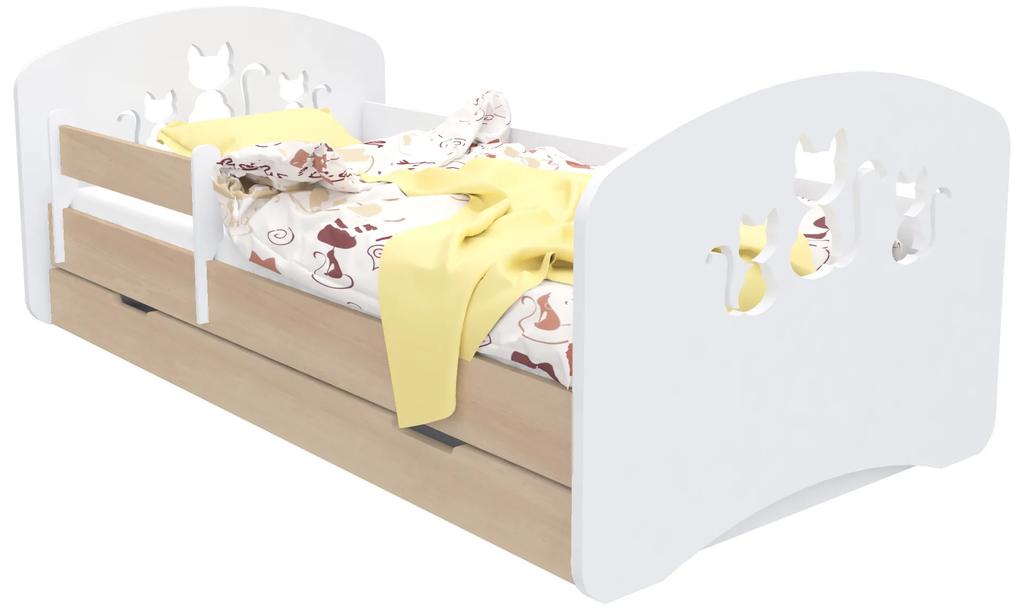 Dětská postel s úložným prostorem DESIGN 180x 90 cm L06 KOČKY