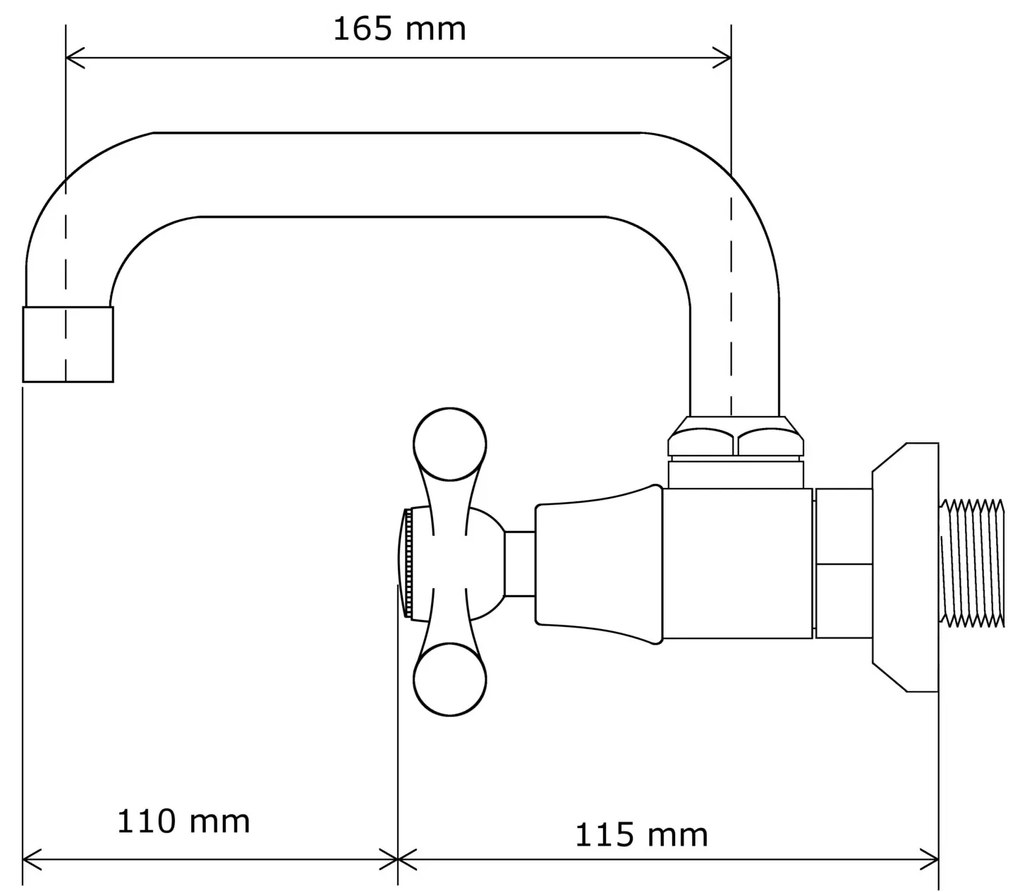 Gamma Retro C, nástěnná dřezová baterie s výtokem ve tvaru C, zlatá matná, GMA-BROS-C-BGD