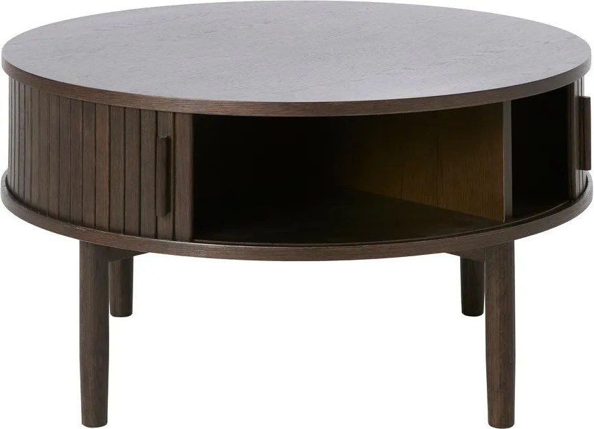 Kulatý konferenční stolek v dekoru dubu v tmavě přírodní barvě ø 85 cm Meta – Unique Furniture