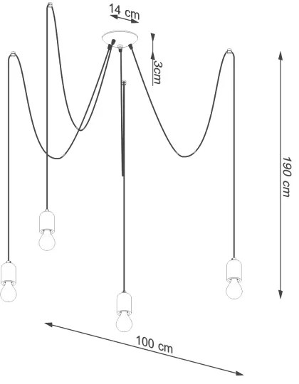 Sollux SL.1161 - Lustr na lanku NESO 5xE27/15W/230V pavouk beton