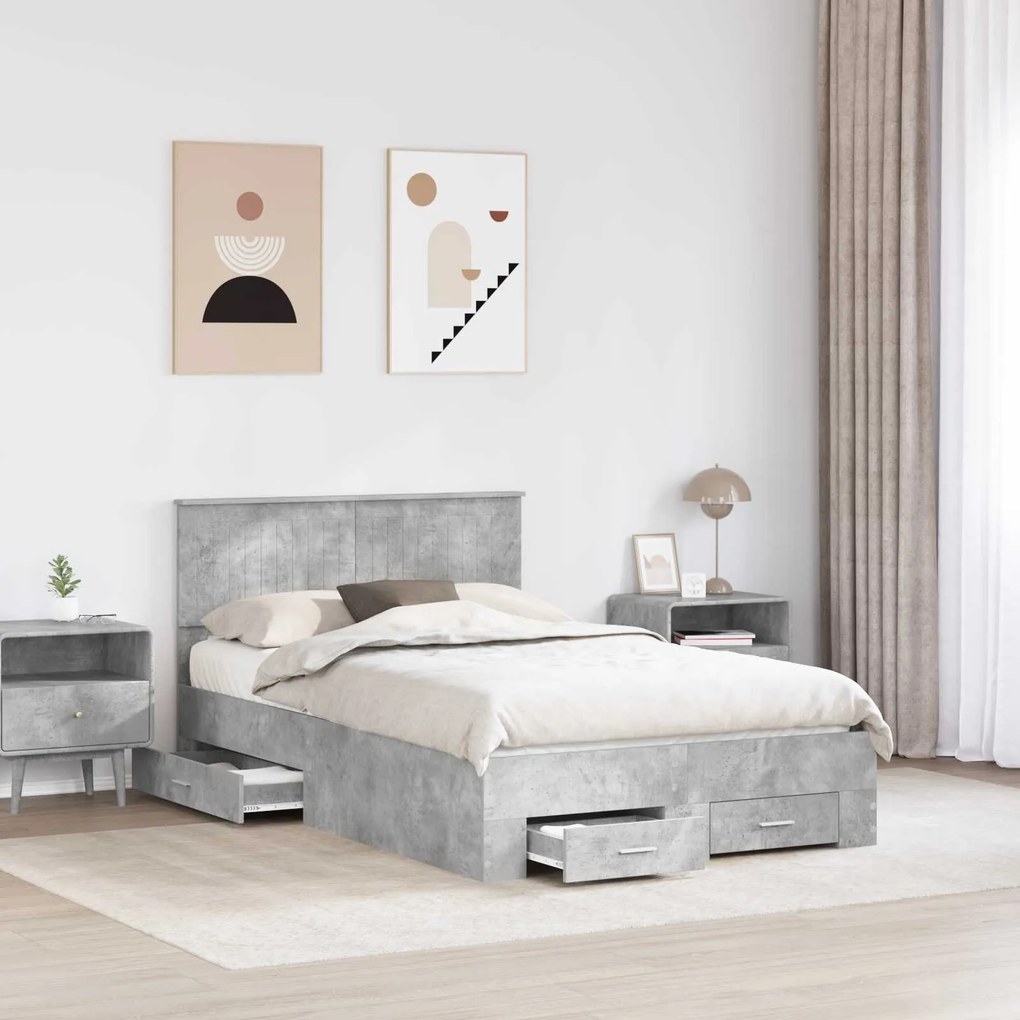 Rám postele s čelo Betonově šedá 120 x 190 cm Kompozitní dřevo 3410925