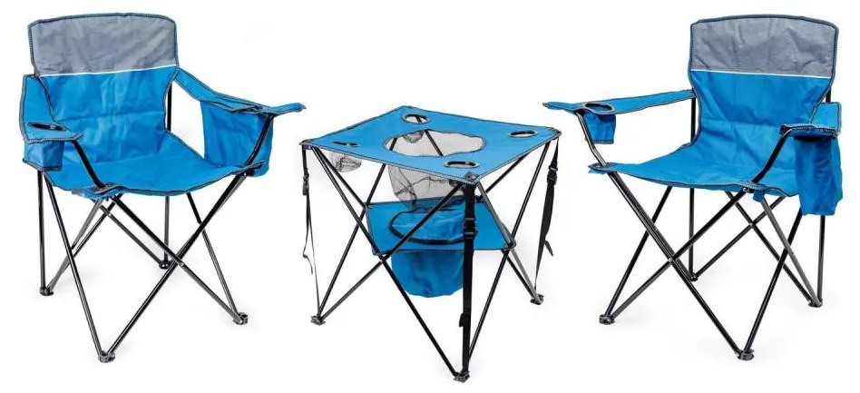 Platinet Skládací kempingový stůl + 2x židle modrá PCS033