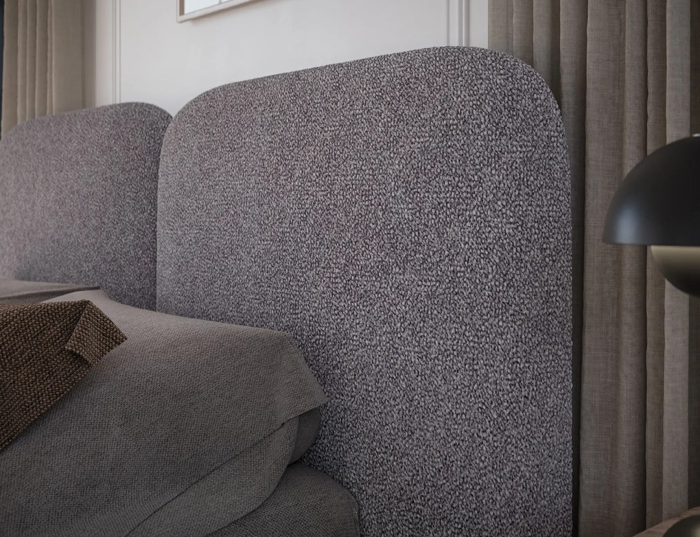 Postel Ollival 180x200 s kovovým roštem a úložným prostorem, šedý velur