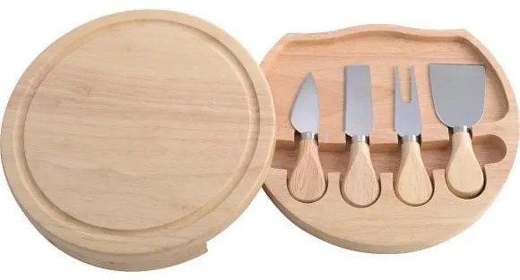 Nože na sýry s dřevěným prkénkem