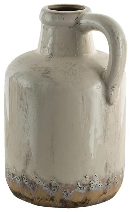Béžová antik dekorační váza ve tvaru džbánu – 14x23 cm