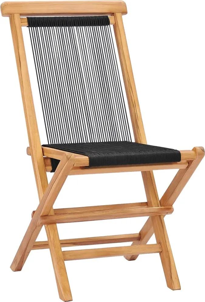 vidaXL Skládací zahradní židle 2 ks masivní teakové dřevo a provázky [49363]