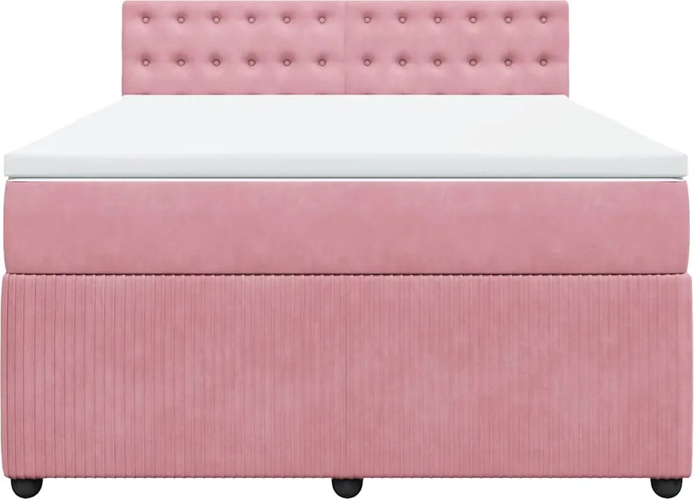 Box spring postel s matrací růžová 140x200 cm samet 3290075