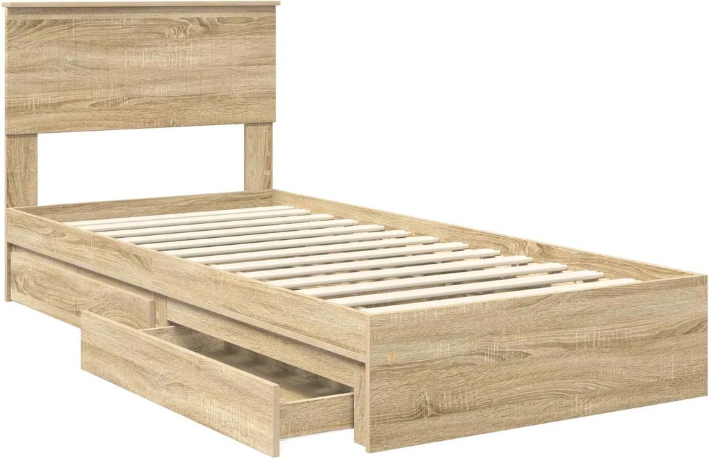 Postel s úložným prostorem se zásuvkou Sonoma dub 90 x 200 cm 3410835