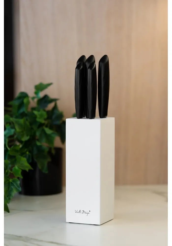 Sada 5 nožů v bílém držáku Vialli Design Caro