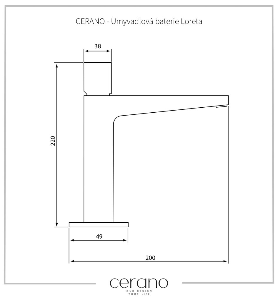 CERANO - Umyvadlová stojánková baterie Loreta - nízká - černá matná
