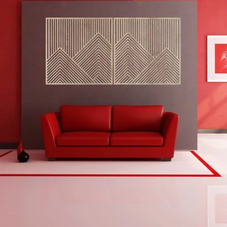 dřevěná nástěnná dekorace – geometrické horské linie (2 ks) | SENTOP HDF0481