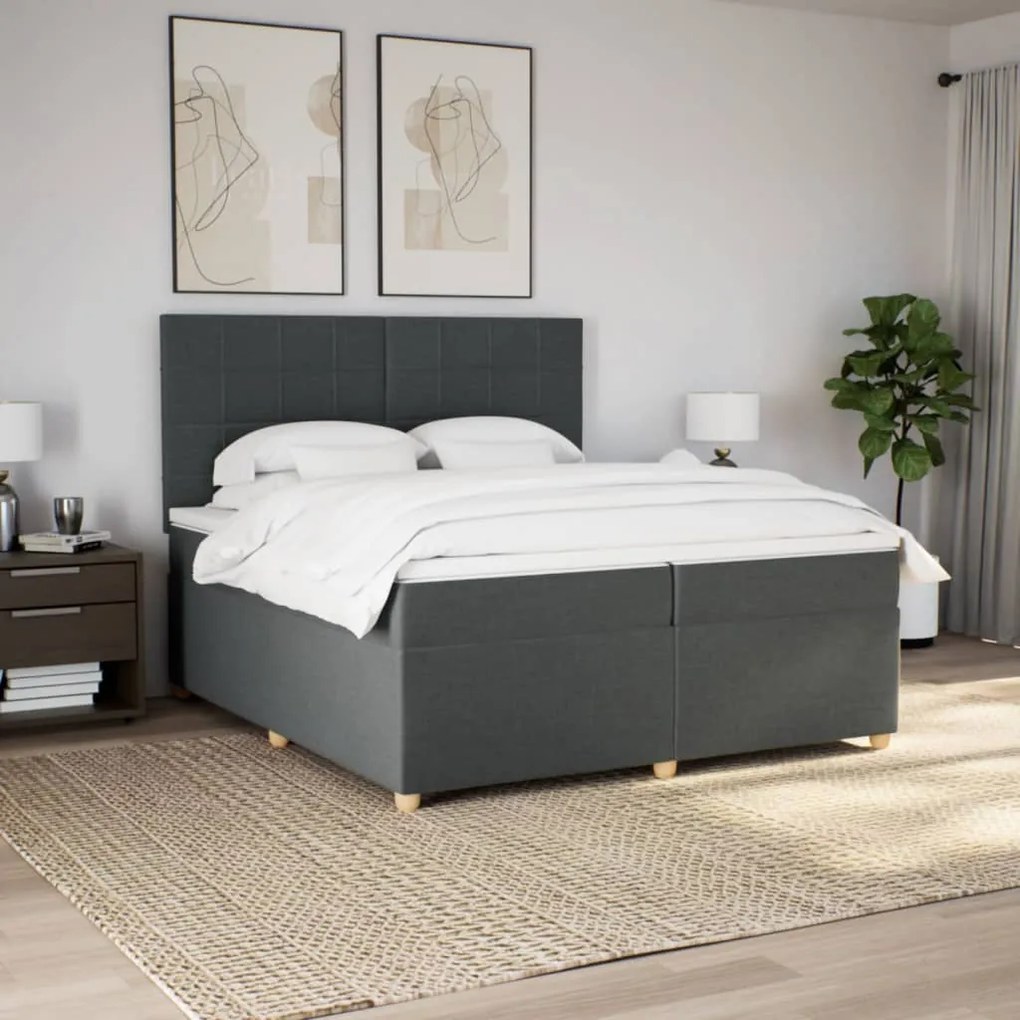 Box spring postel s matrací tmavě šedá 200x200 cm textil 3291388