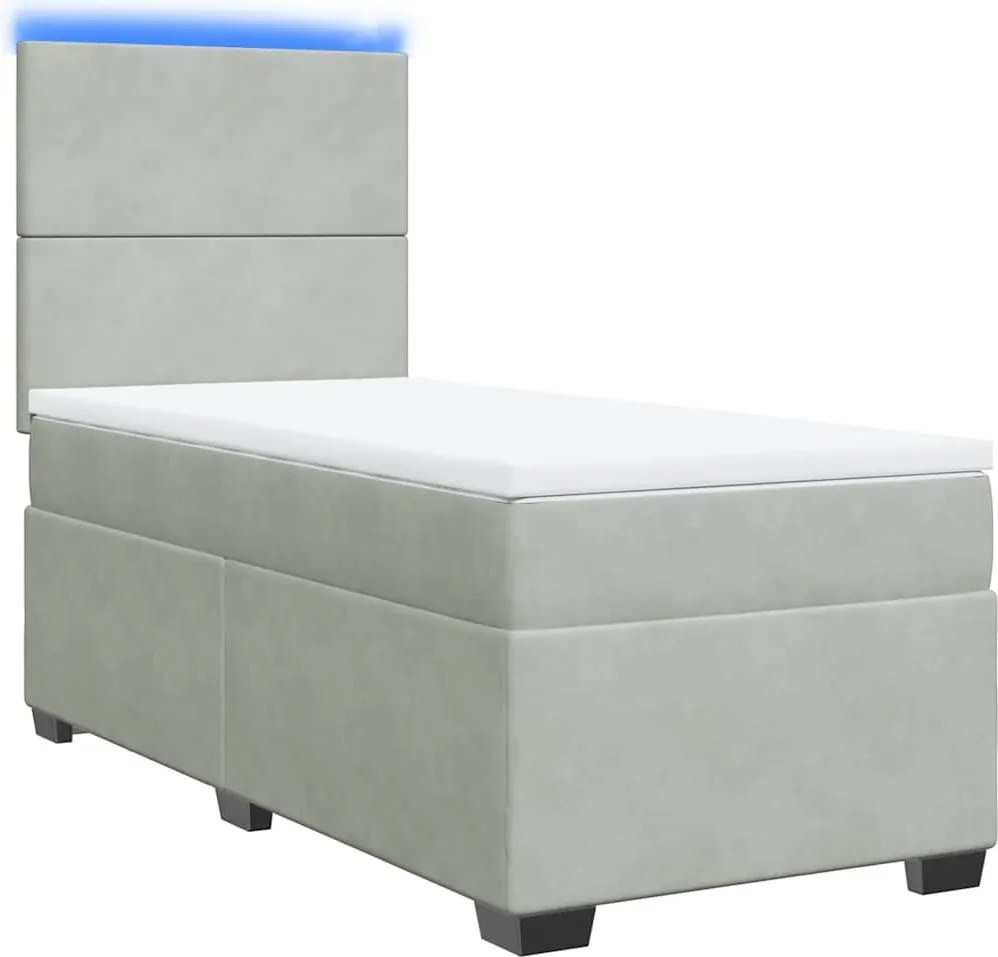 Box spring postel s matrací světle šedá 90x200 cm samet 3293104