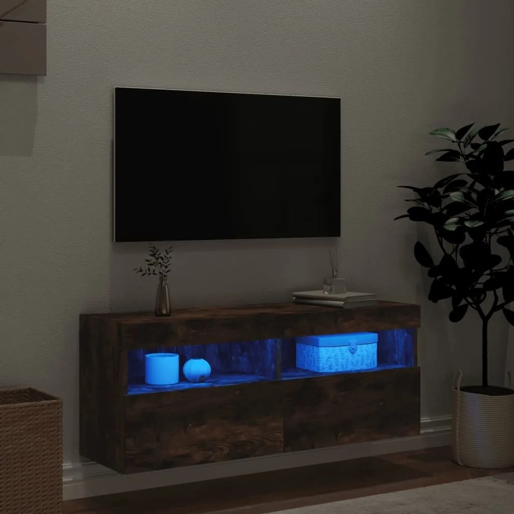 vidaXL Nástěnná TV skříňka s LED osvětlením 100 x 30 x 40 cm [837215] Barva: Betonová šedá
