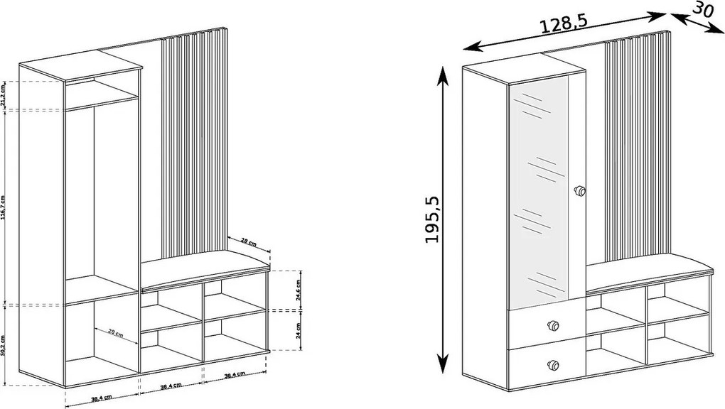 Casarredo - Komfort nábytek Předsíňová sestava BARBUS dub artisan/černá