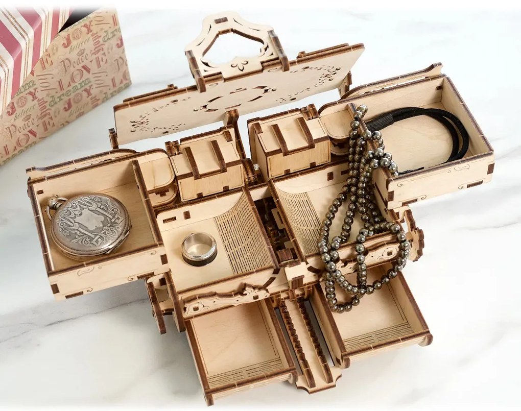 Ugears 3D dřevěné mechanické puzzle Starožitná šperkovnice
